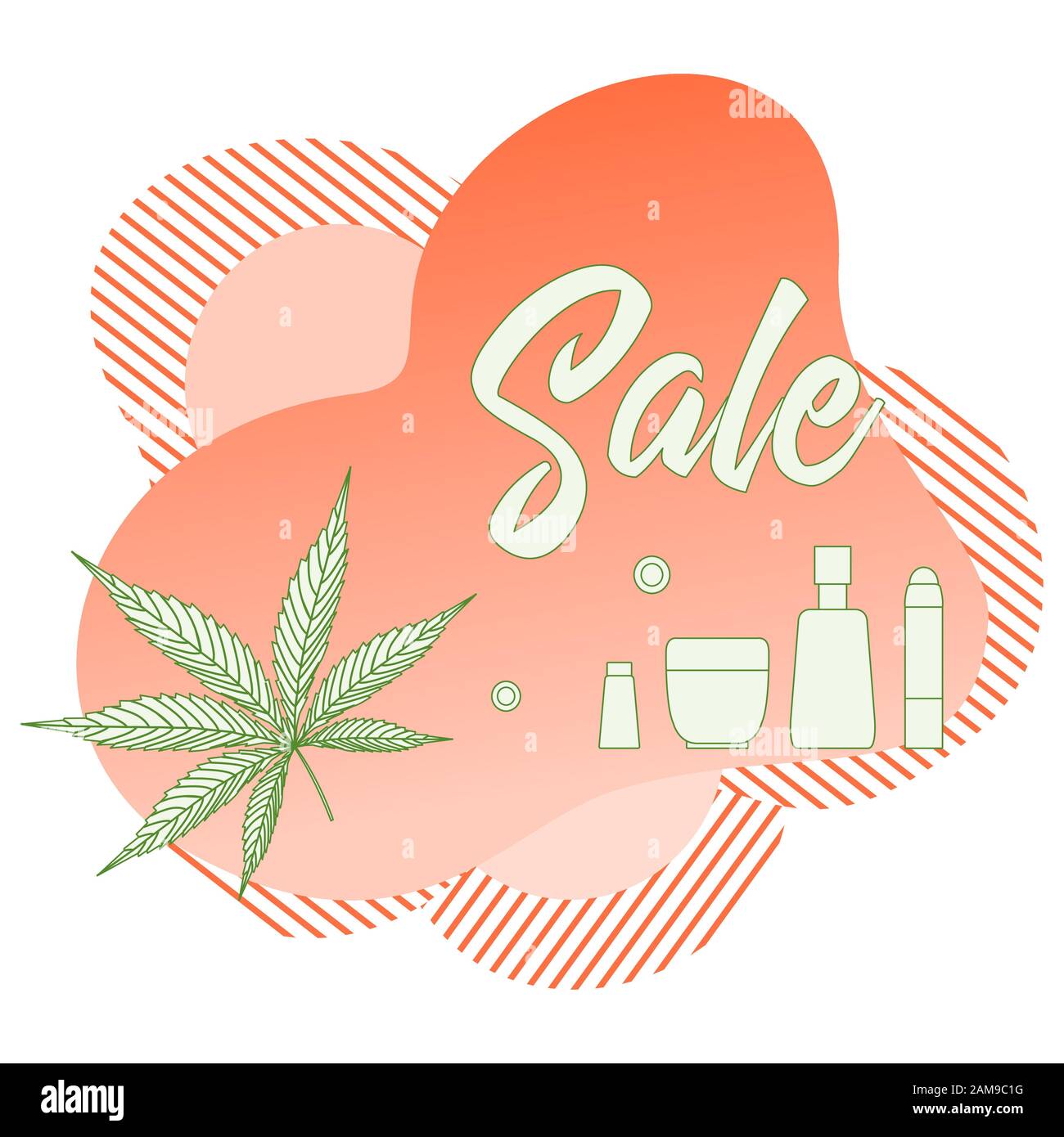 Vector illustration Cannabis leaf, Cbd thc cosmetics with hemp ...