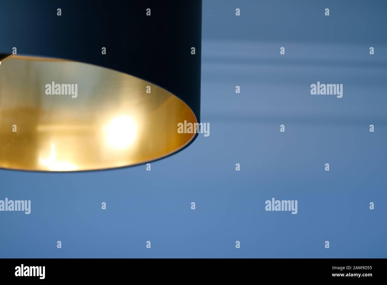 Interior design, indoor lamps and electricity concept - Golden lamp in ...