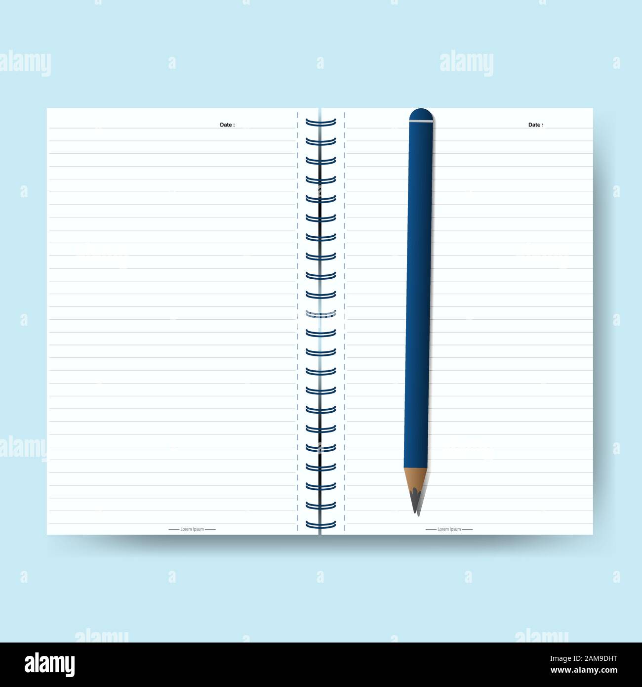 Template design for your project with opened notes and pencil. vector ...