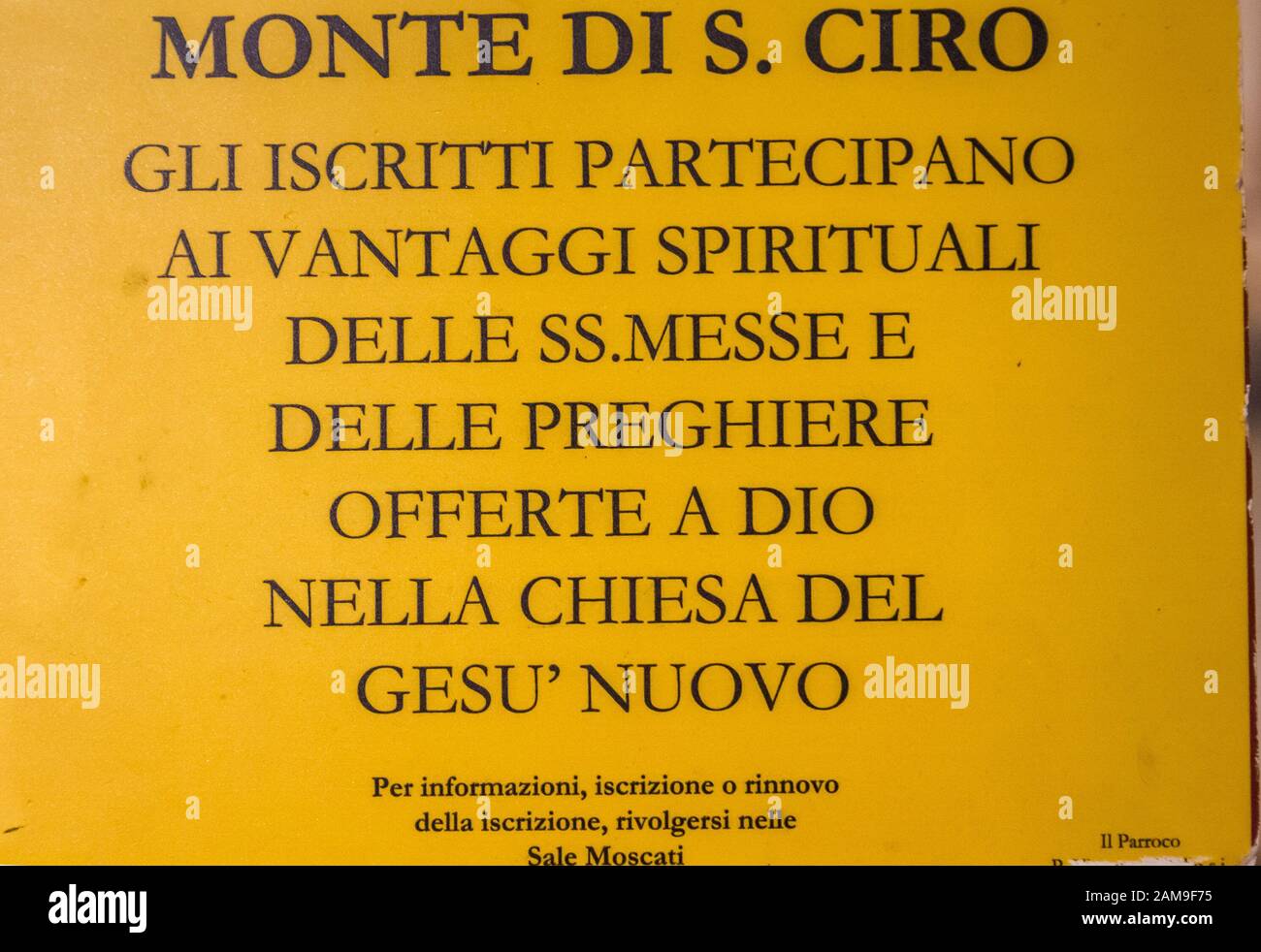 NAPLES, ITALY - JANUARY 3, 2020: light is enlightening sign in Church ...