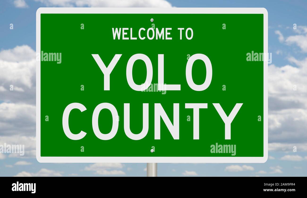 Rendering of a green 3d highway sign for Yolo County Stock Photo - Alamy