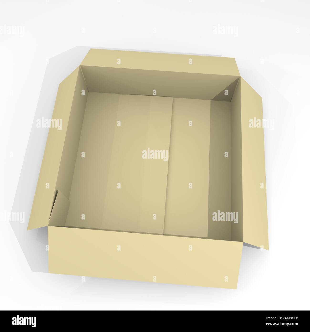 Empty open box isolated on white background. 3D illustration of paper ...