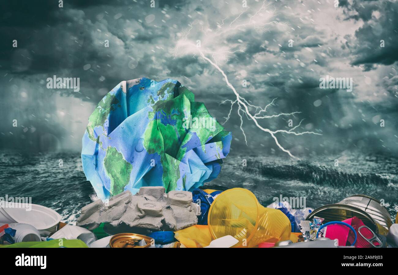 global ocean plastic garbage pollutionon on the planet Stock Photo - Alamy