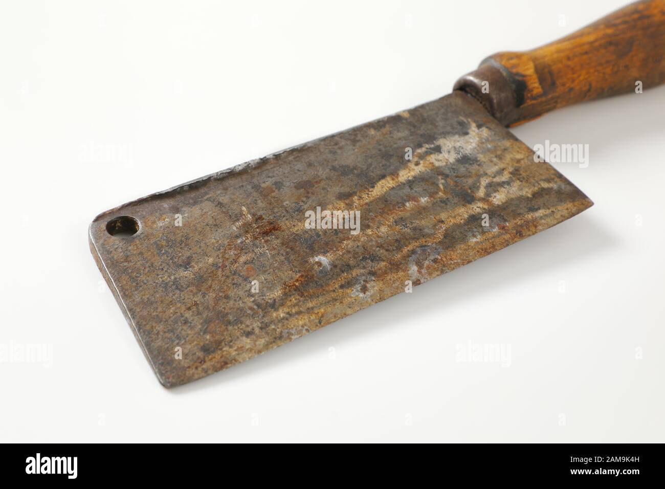 Old rusty chopping knife with wooden handle Stock Photo - Alamy