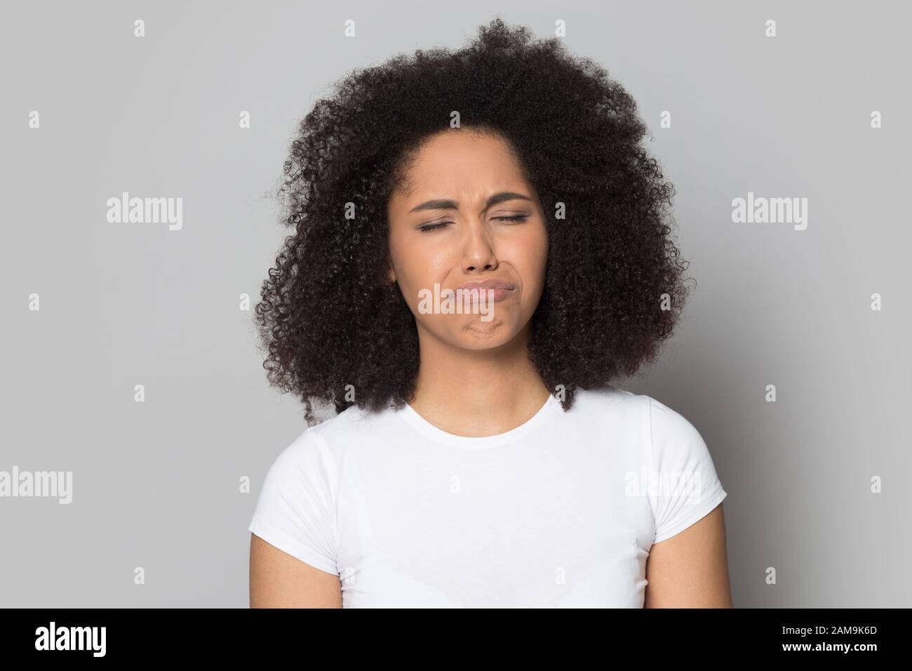 Upset unhappy african american millennial lady feeling depressed Stock ...