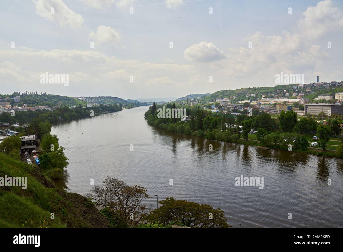 Top view of the wide Vltava river Stock Photo - Alamy