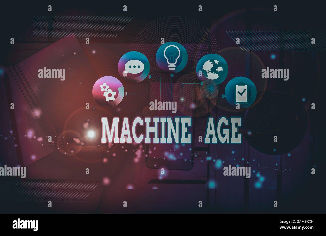 Handwriting text Machine Age. Conceptual photo period of development of ...