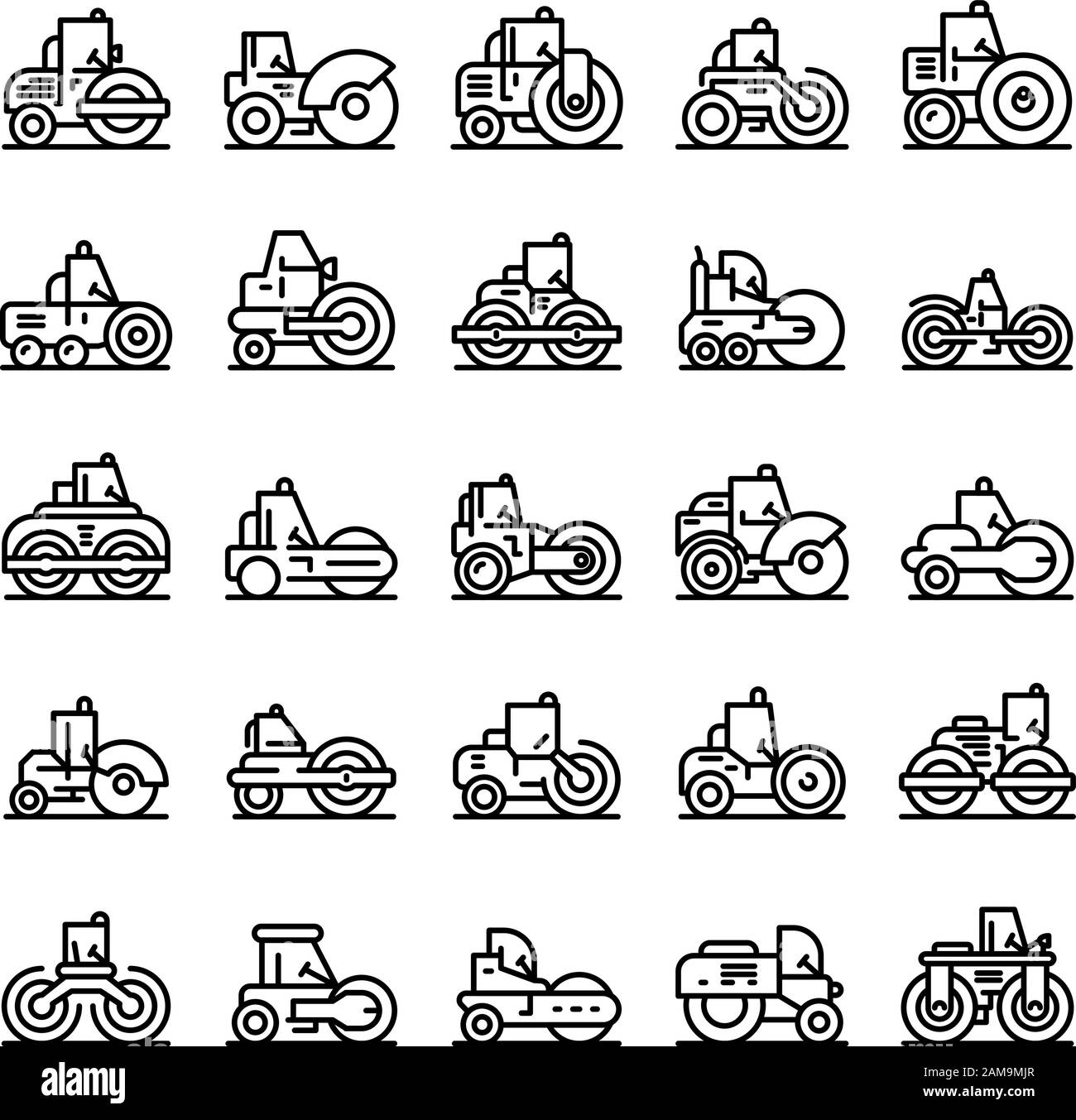 Road roller icons set, outline style Stock Vector Image & Art - Alamy