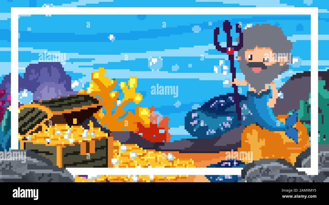 Border template with underwater theme in background illustration Stock ...