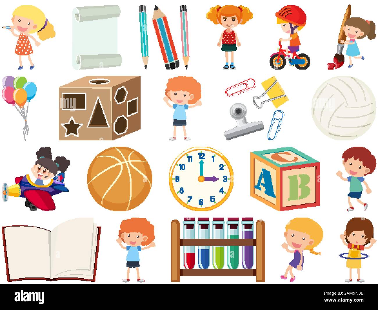 Set of isolated objects theme childhood illustration Stock Vector Image ...