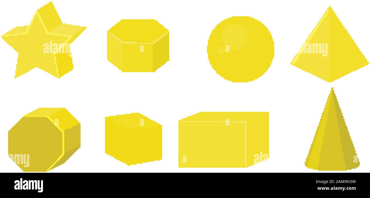 Set of geometric shapes in yellow color illustration Stock Vector Image ...