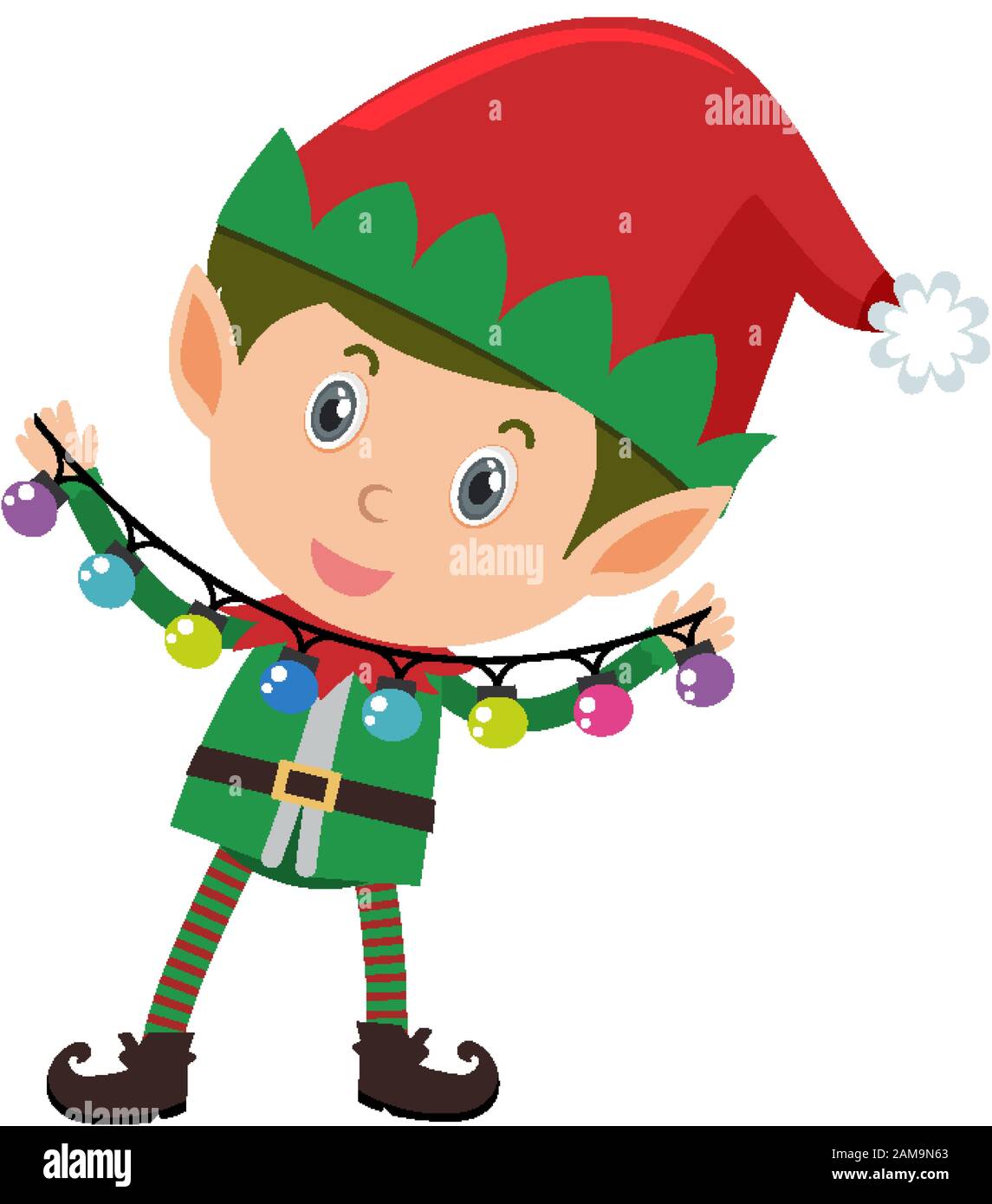 Single character of christmas elf on white background illustration ...