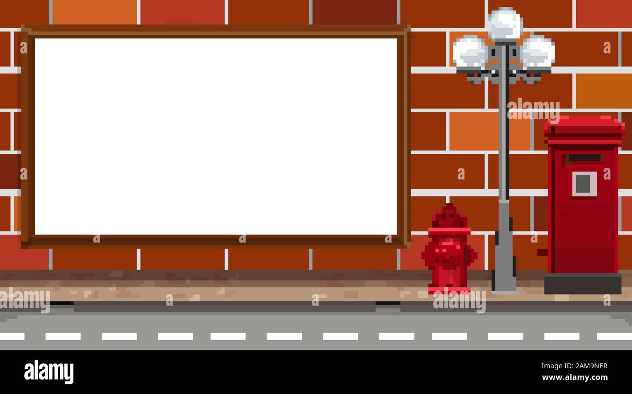 Border template with brickwall and street lamp background illustration ...