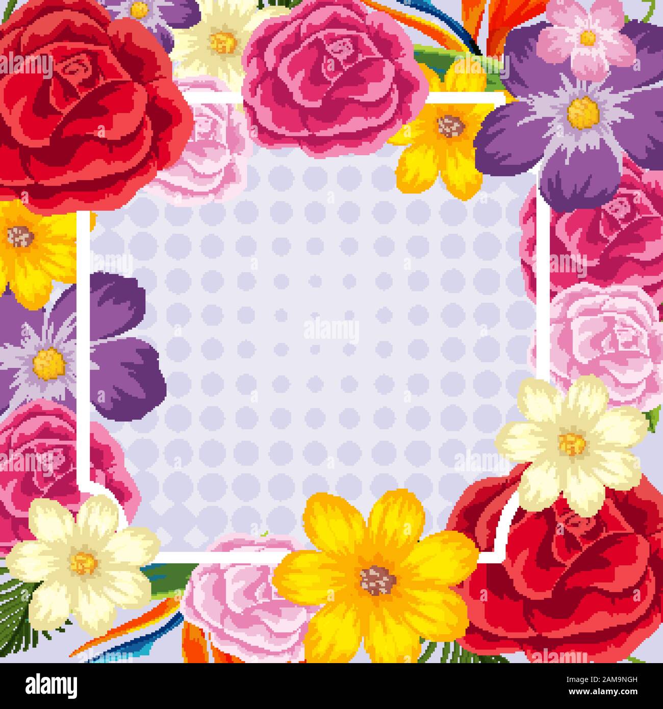 Frame design with colorful flowers illustration Stock Vector Image ...