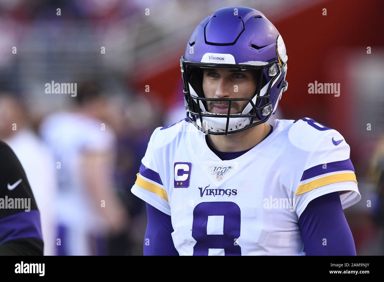 Santa Clara, California, USA. 11th Jan, 2020. 8 Kirk Cousins responding ...