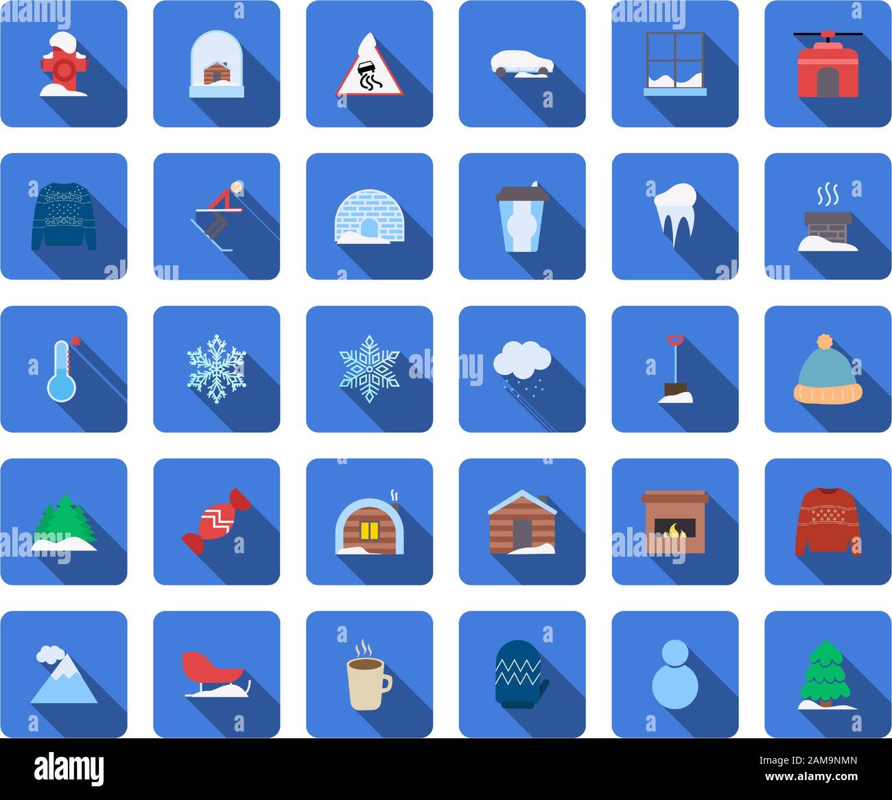 Collection of winter icons in flat design style vector Stock Vector ...