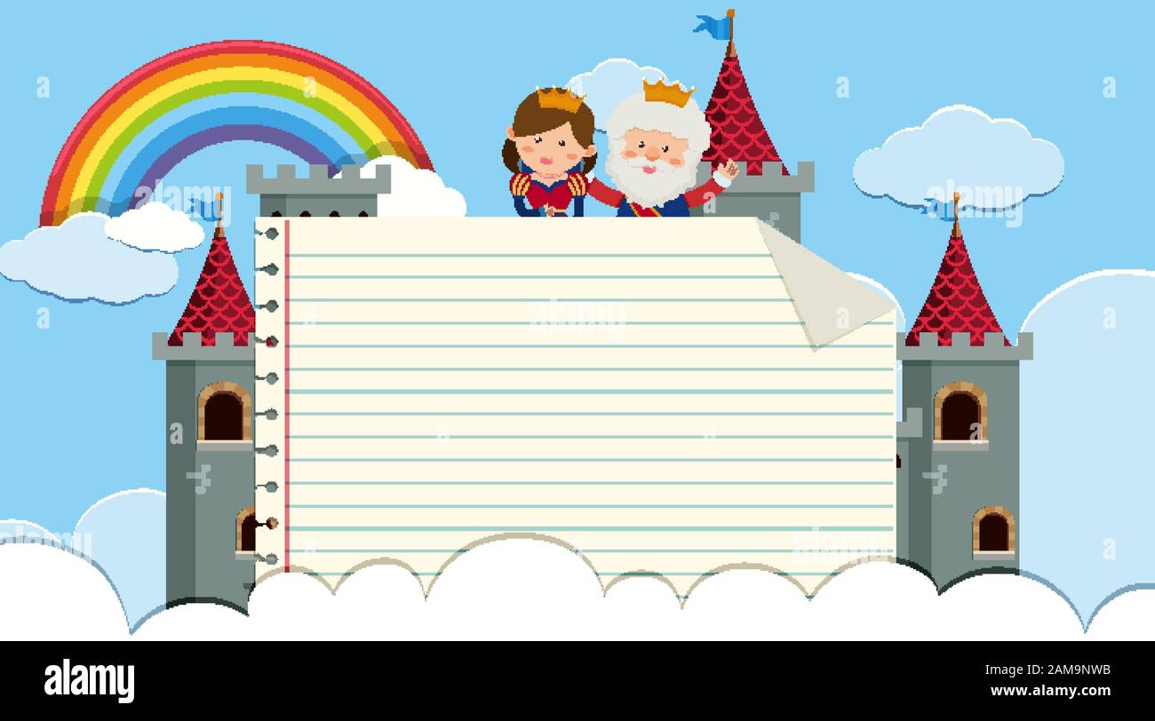 Border template with king and queen in the castle illustration Stock ...