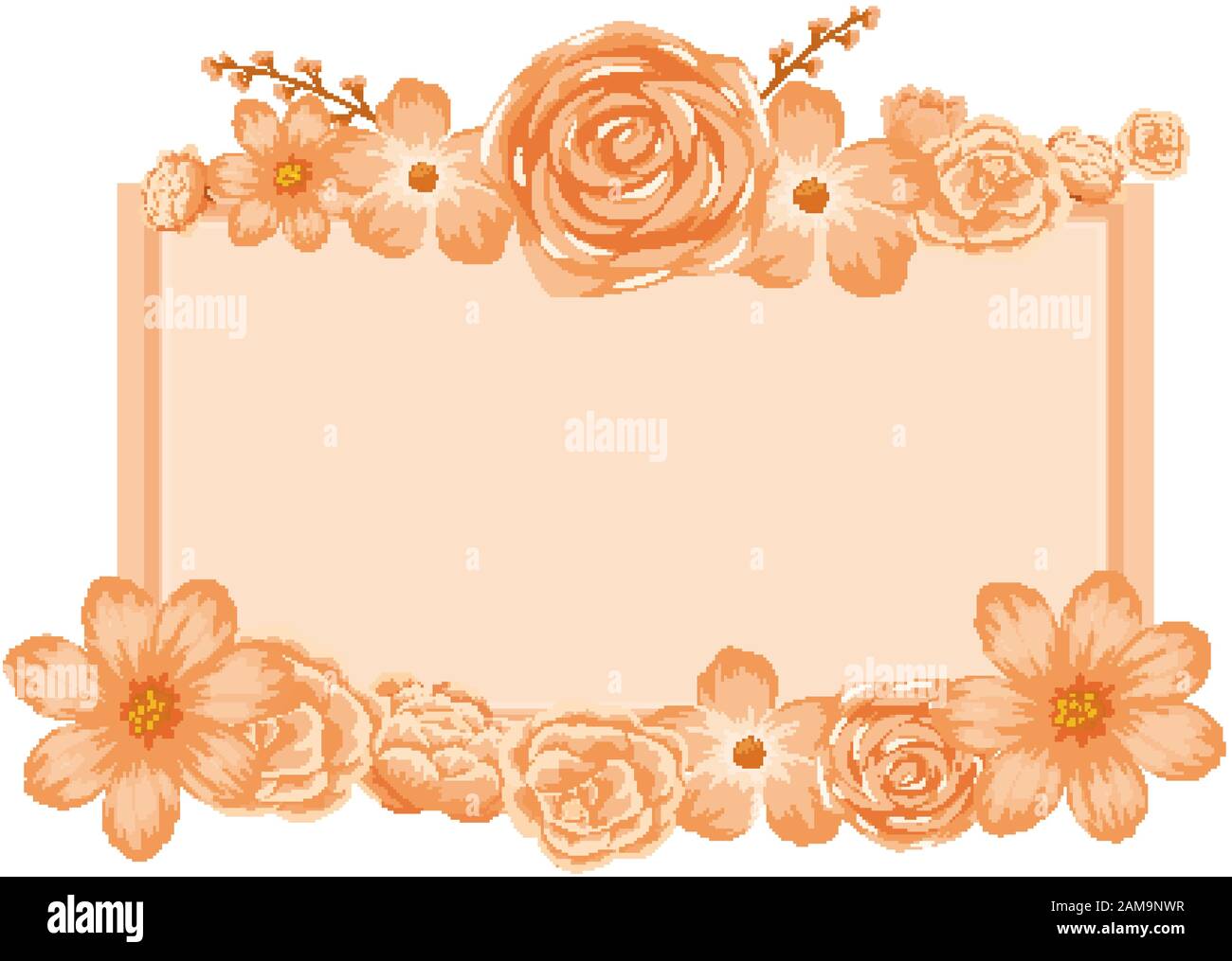 Background design with orange flowers frame illustration Stock Vector ...