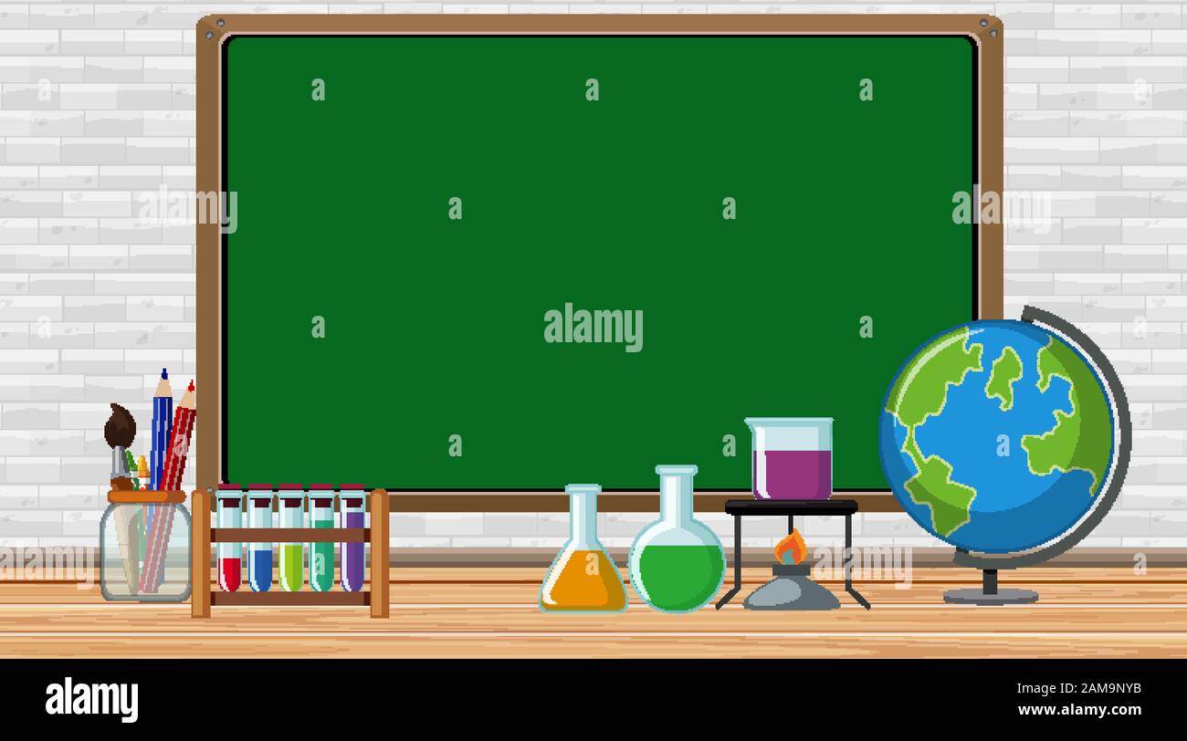 Border template with science equipments in the room illustration Stock ...