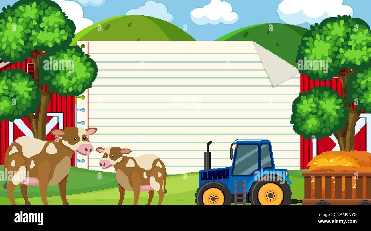 Border template with farm scene in background illustration Stock Vector ...