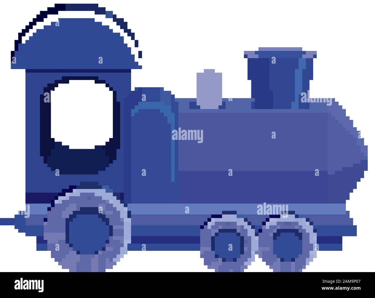 Single picture of blue train on white background illustration Stock ...