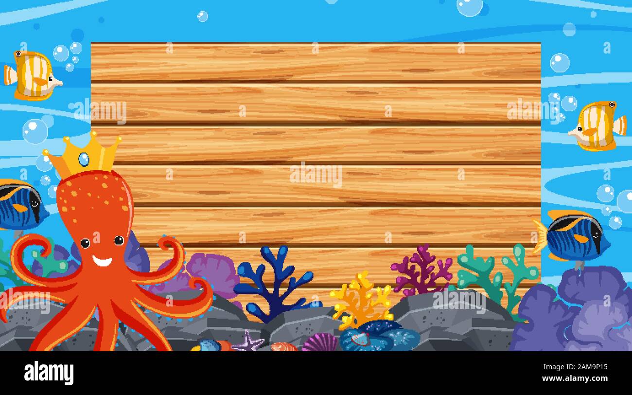 Border template with underwater scene in background illustration Stock ...