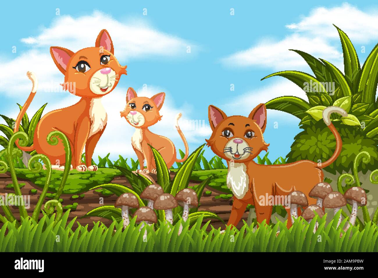 Domestic cat kitten in grass Stock Vector Images - Alamy