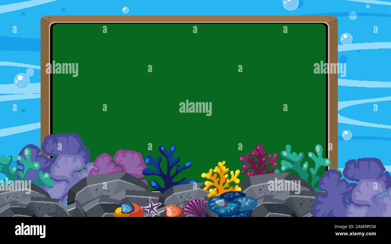 Border template with underwater scene in background illustration Stock ...