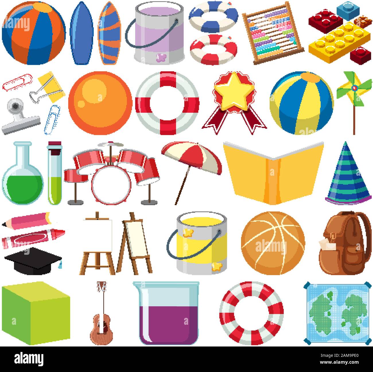 Set of isolated objects theme school illustration Stock Vector Image ...