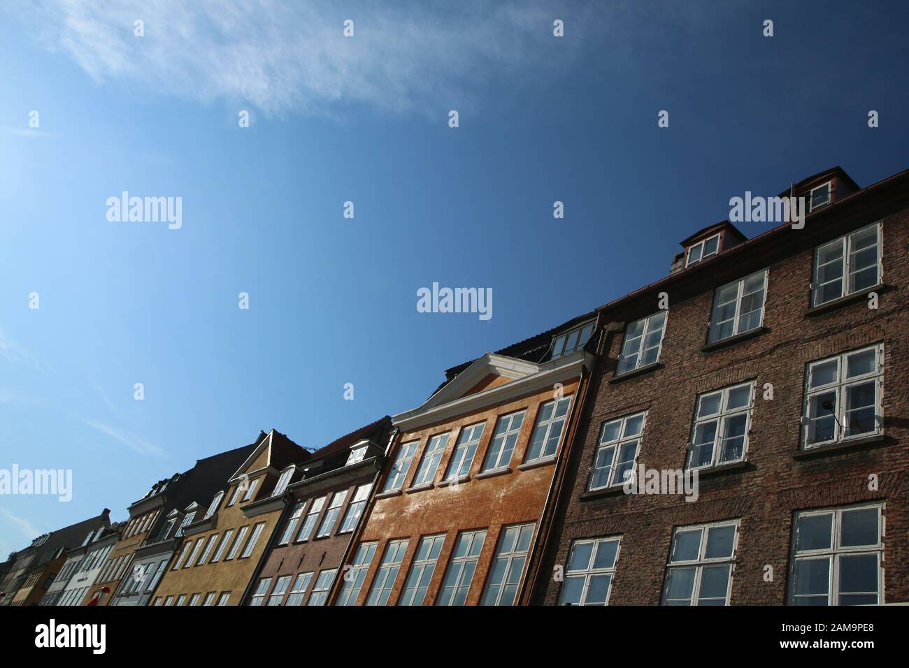 Several old historic houses in Copenhagen in Denmark and their colorful ...