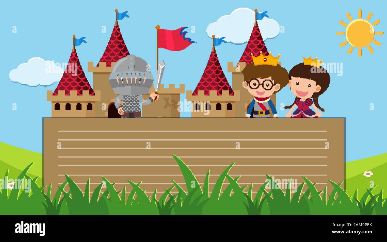 Paper template with prince and princess in background illustration ...