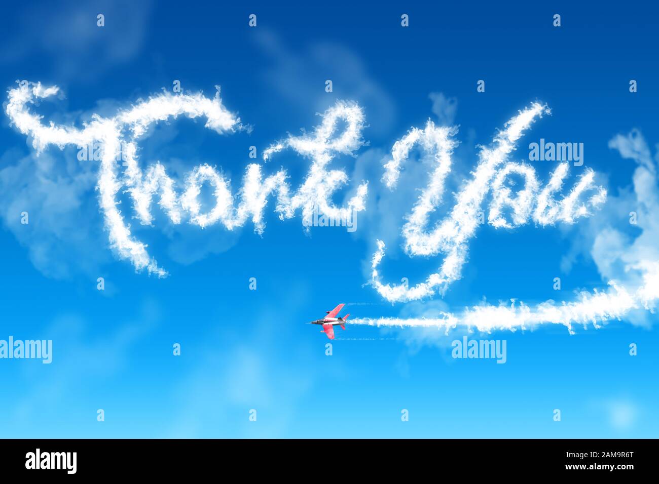 Word thank you formed by a smoke trail from a jet plane Stock Photo - Alamy