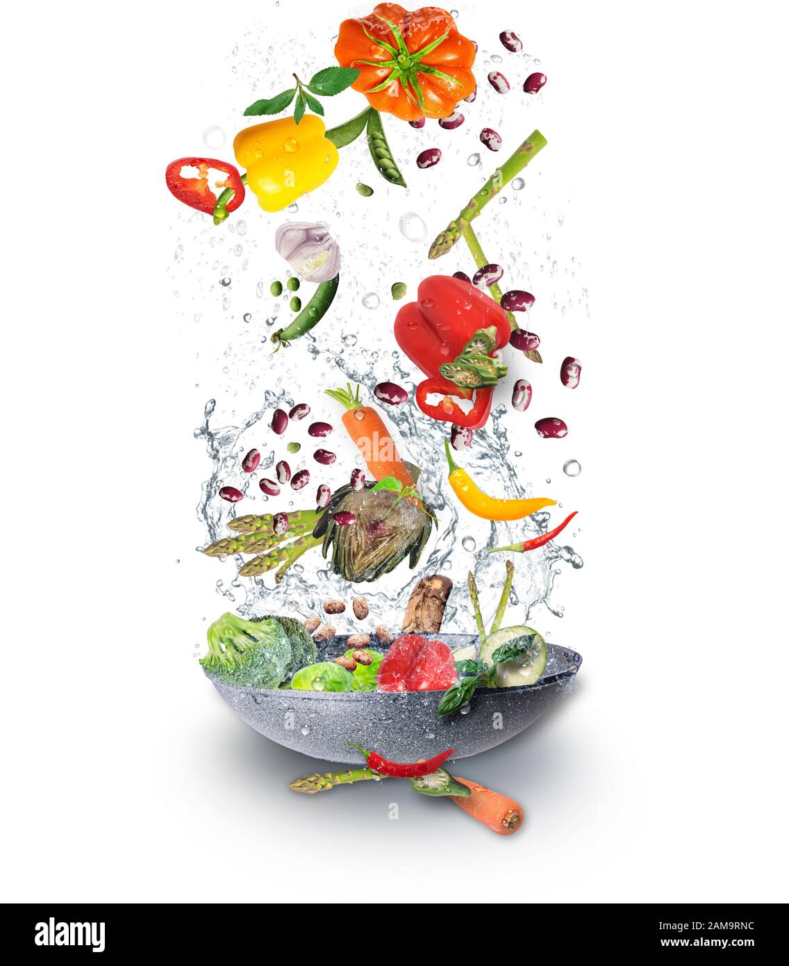 Assorted vegetables falling hi-res stock photography and images - Alamy