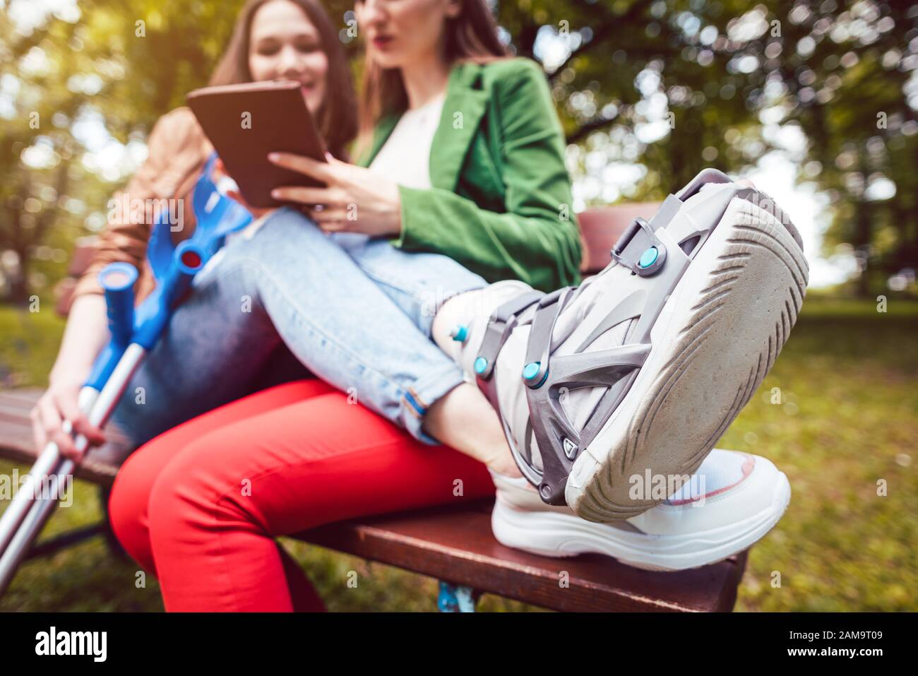 One leg one crutch hi-res stock photography and images - Alamy