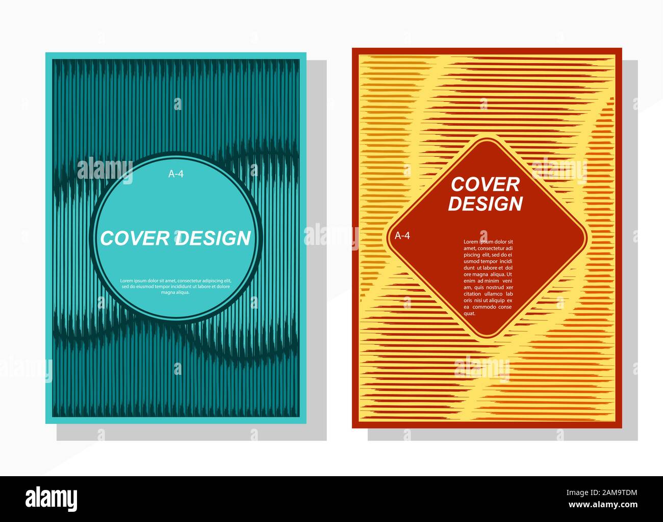 Geometric cover design templates A-4 format. Editable set of layouts ...