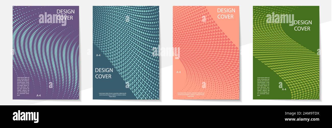 Geometric cover design templates A-4 format. Editable set of layouts ...