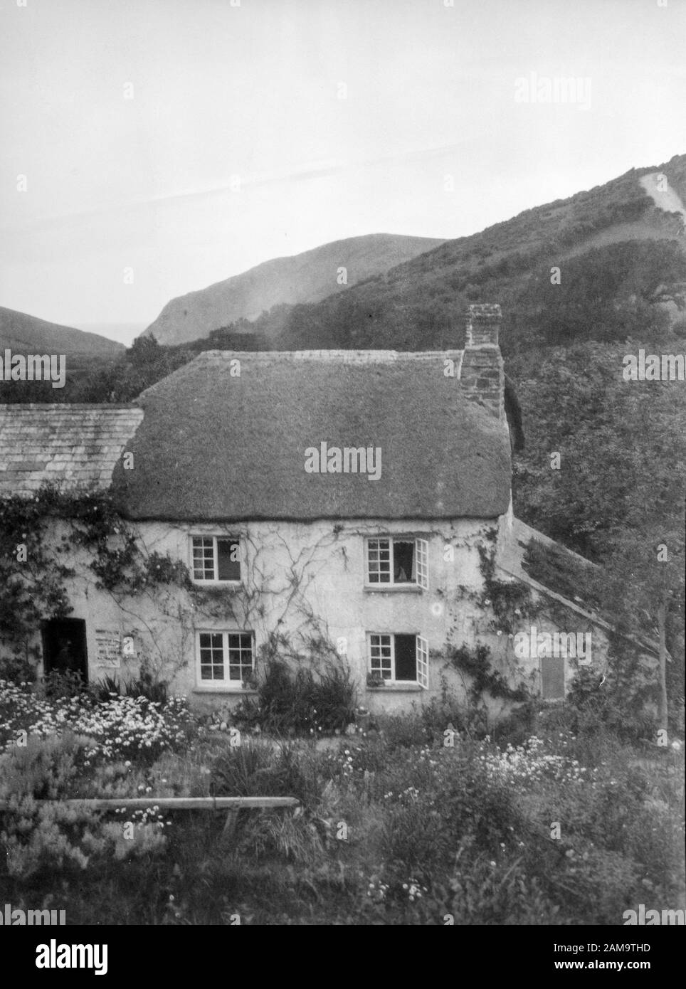 Archive image circa 1920 of a West Country cottage. Scanned from the ...