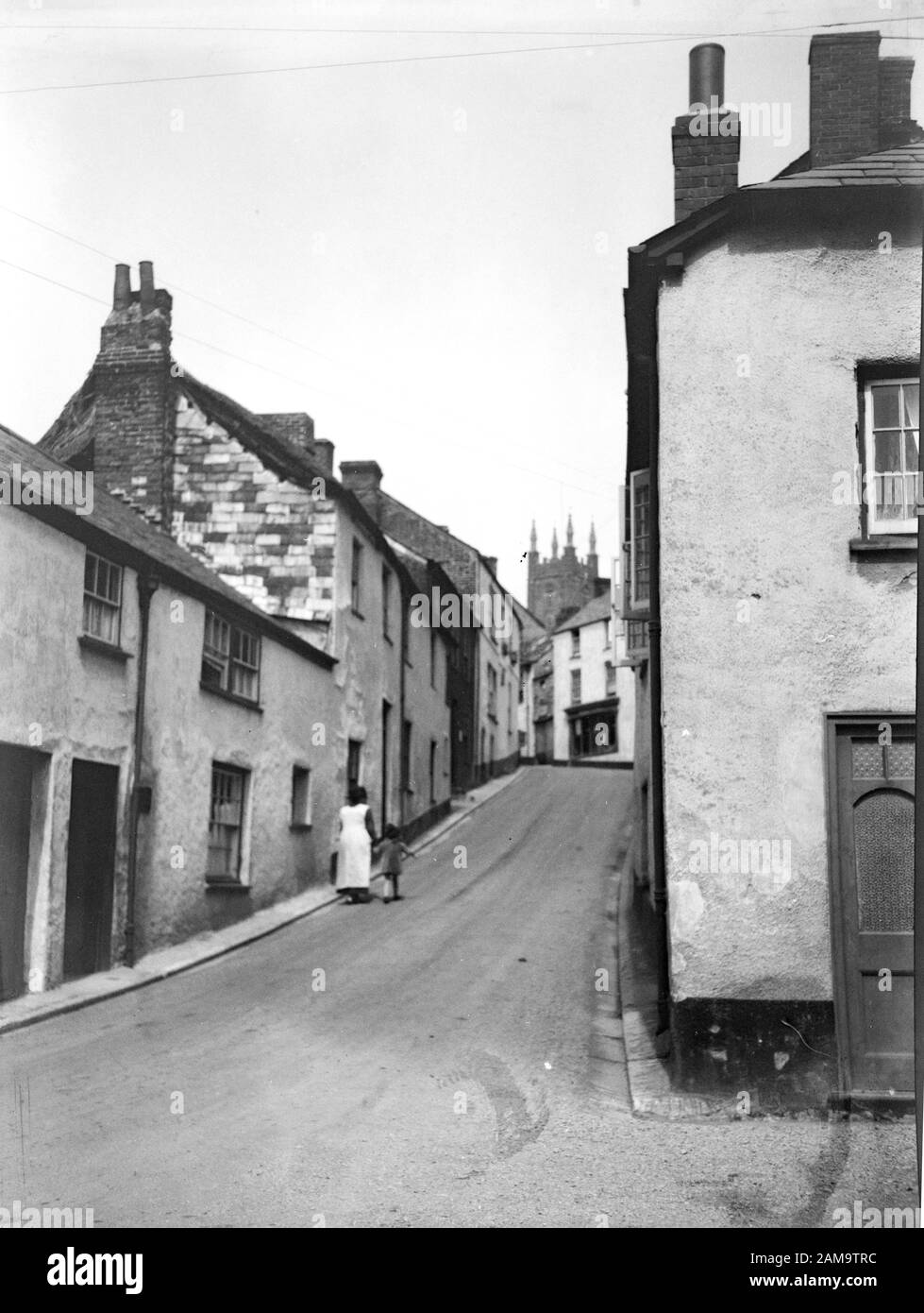 Archive image circa 1920 of Fore Street, Stratton, Cornwall, UK ...