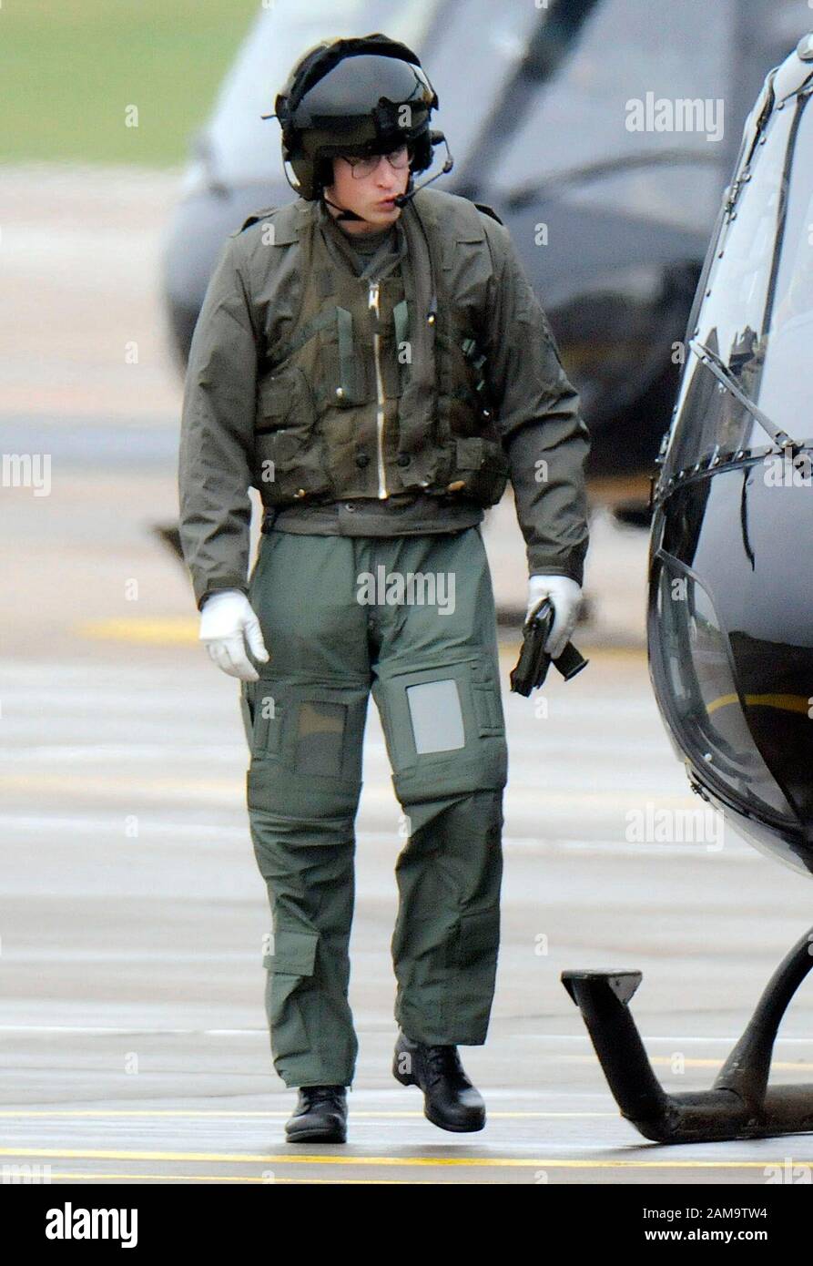 Prince William on the first of helicopter training at RAF Shawbury in ...