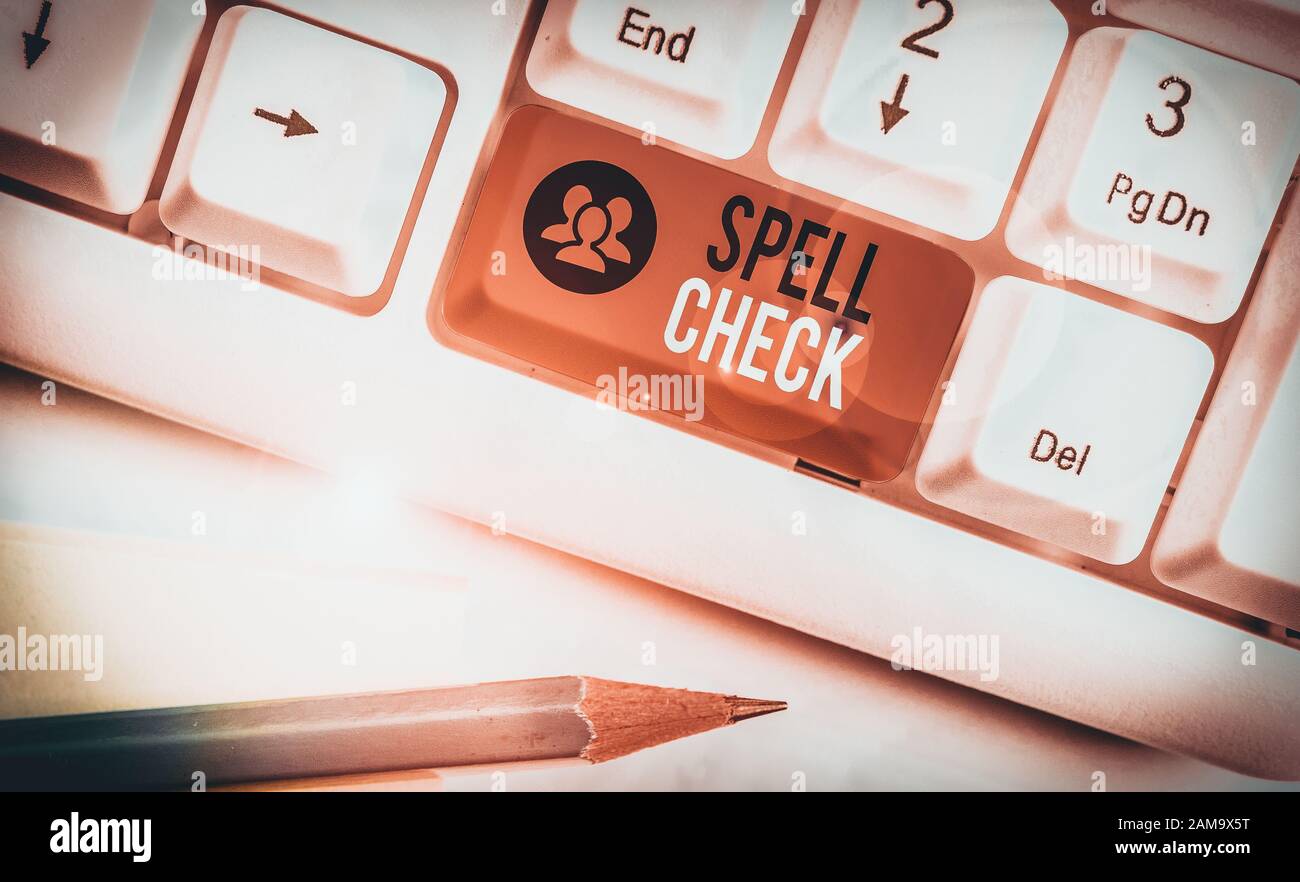 Word writing text Spell Check. Business photo showcasing to use a computer program to find and ...