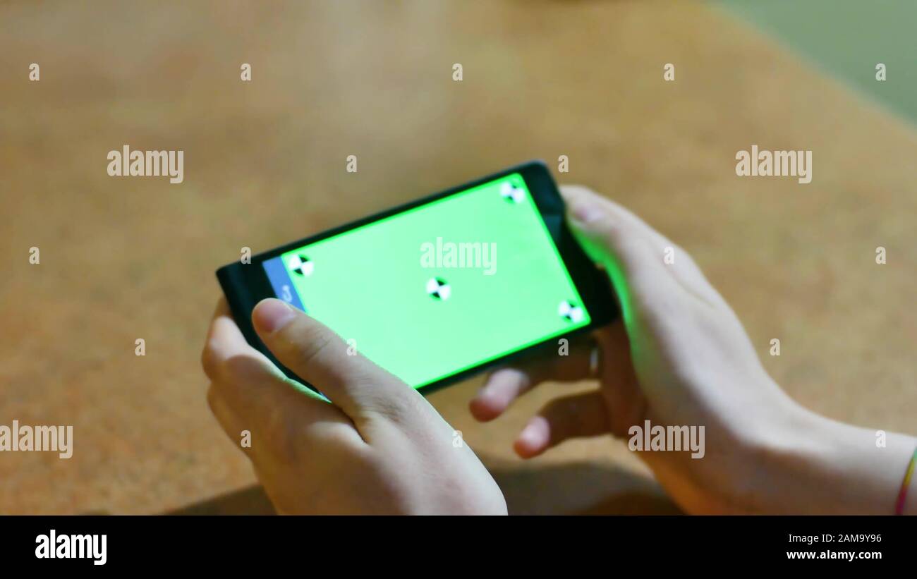 Womans hands using a Smart phone Touchscreen CHROMA KEY Close-up ...