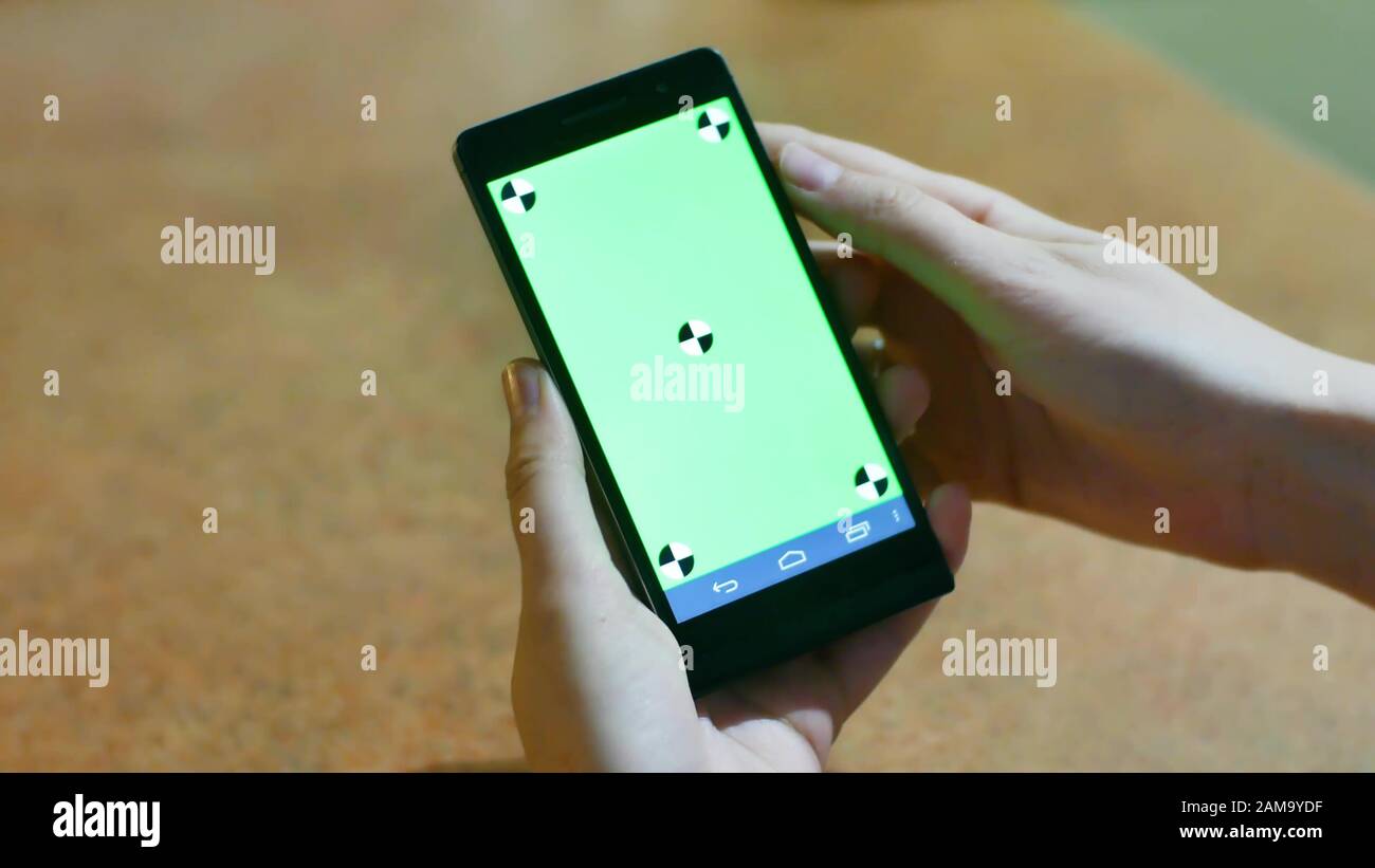 Womans hands using a Smart phone Touchscreen CHROMA KEY Close-up ...