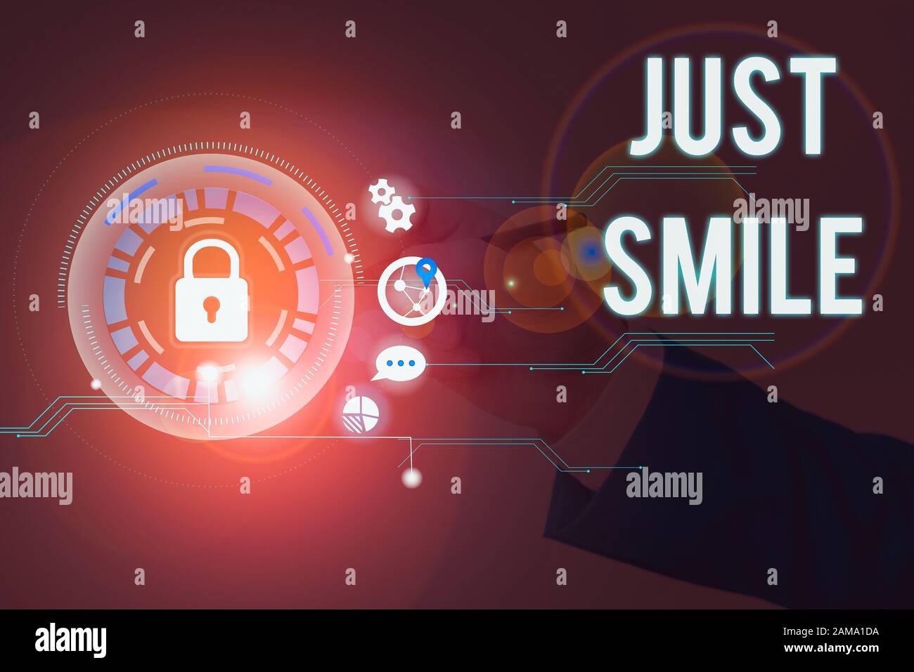 Conceptual hand writing showing Just Smile. Concept meaning assume a ...