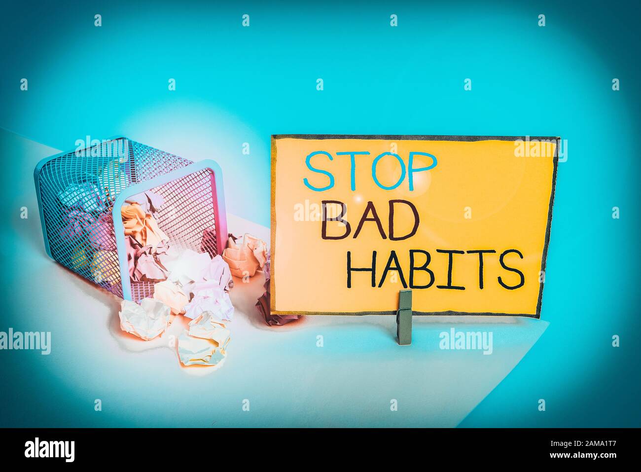 Writing note showing Stop Bad Habits. Business concept for asking ...
