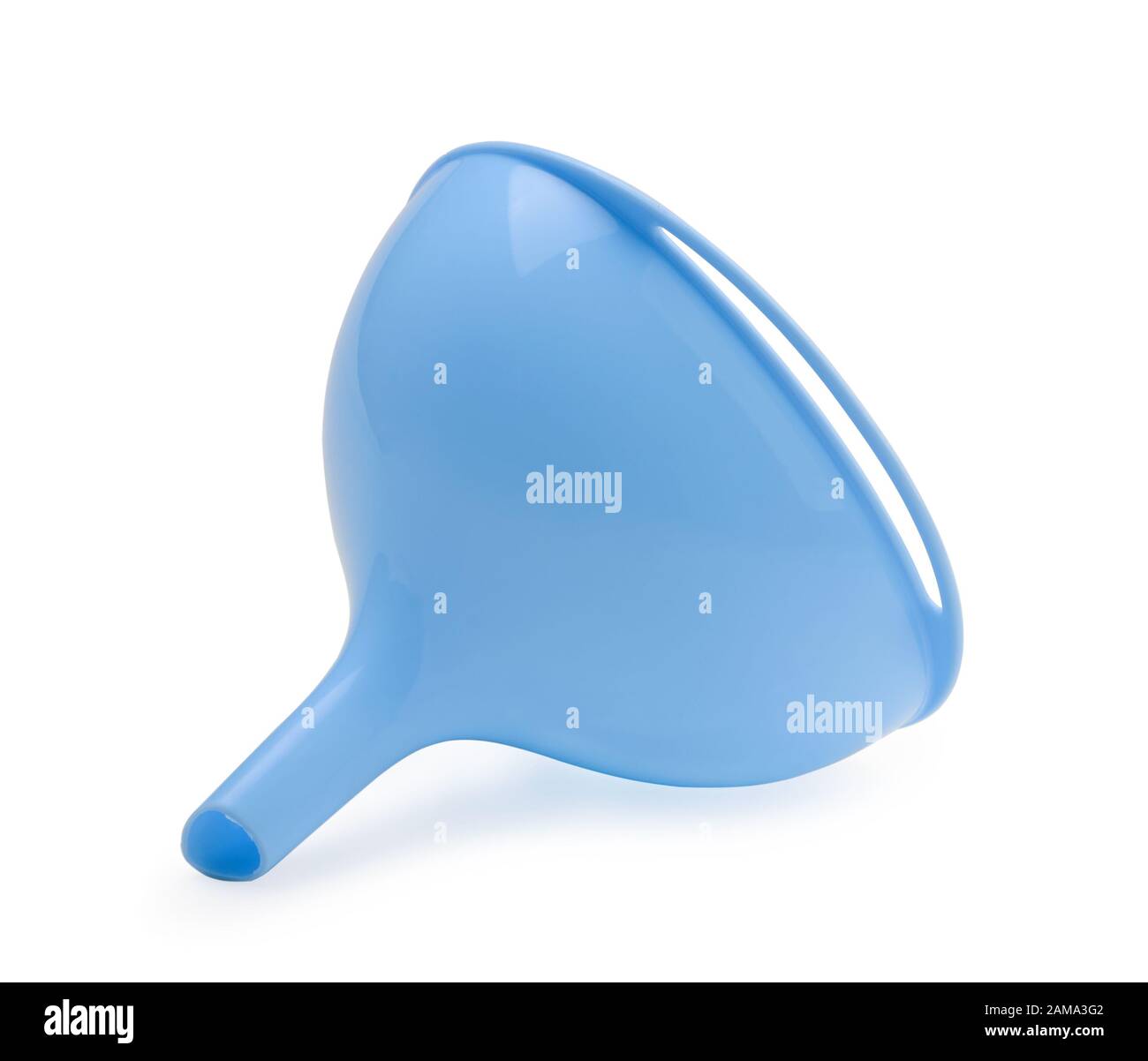 Plastic funnel isolated on white background. Side view Stock Photo - Alamy