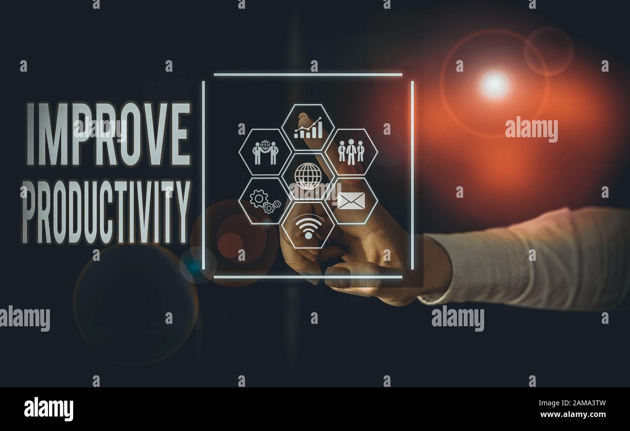 Text sign showing Improve Productivity. Business photo text to increase ...