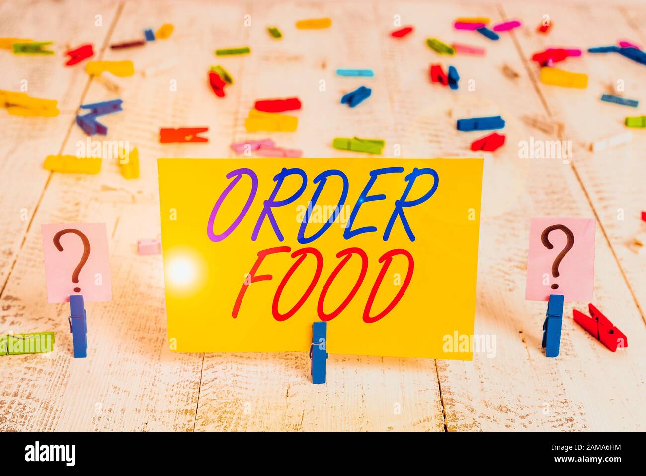 Writing note showing Order Food. Business concept for the process of ...
