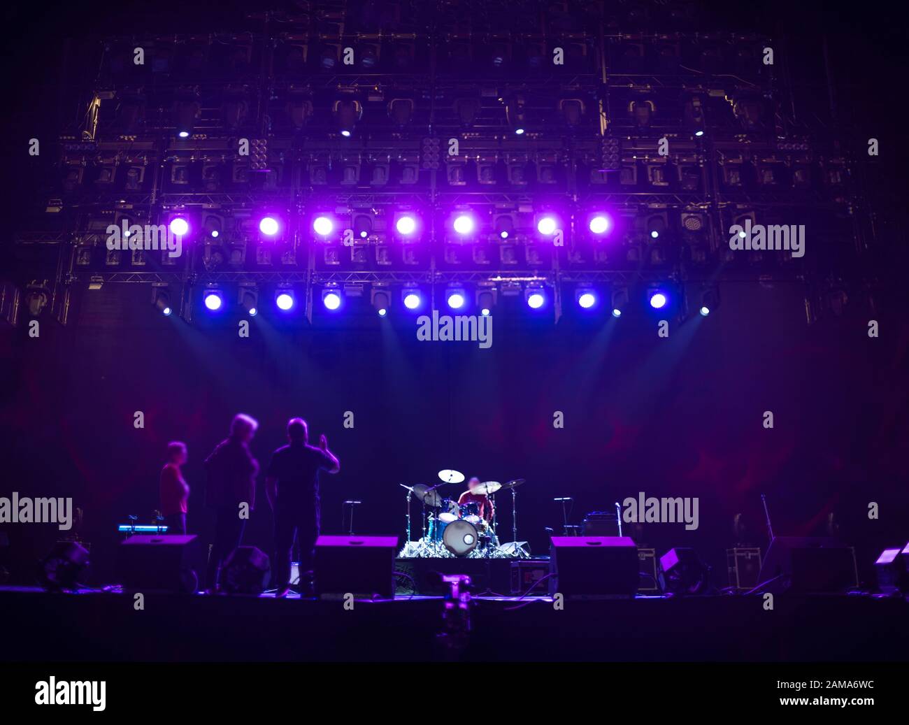 Preparing the stage for a concert in the open air Stock Photo - Alamy