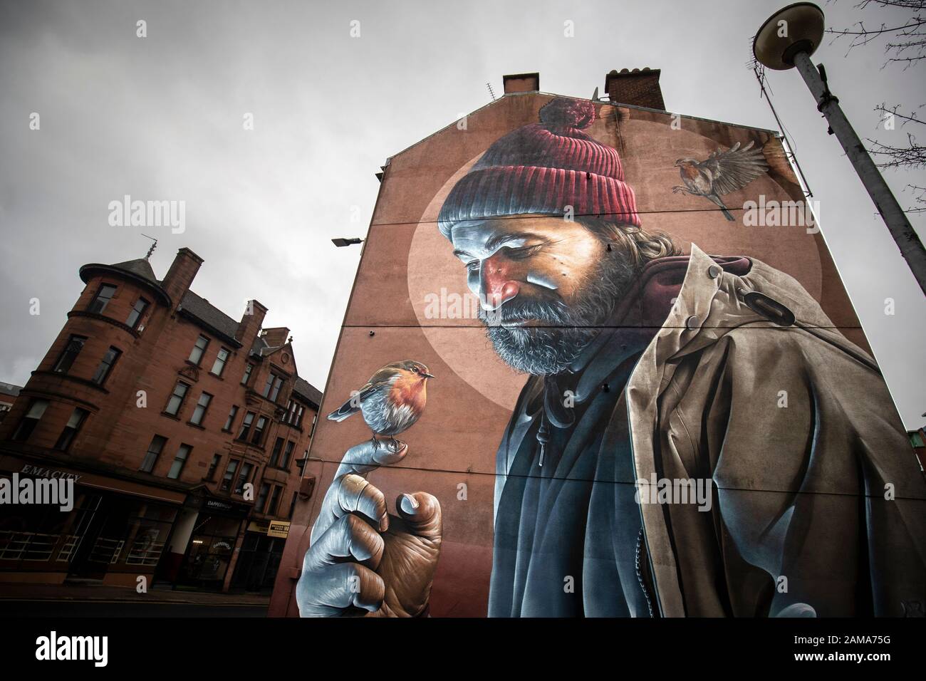 One of Glasgow's best-known murals, by street artist Smug, depicts a ...