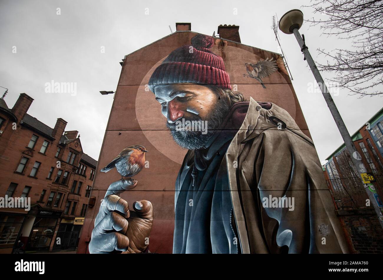 One of Glasgow's best-known murals, by street artist Smug, depicts a ...